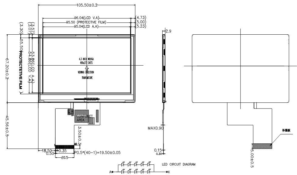 4.3 TFT LCD Module, 4.3 TFT LCD, 4.3 LCD Module, 4.3 TFT Display